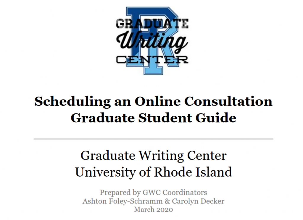 How-to Guide for Online Consultations – Graduate Writing and Presenting Lab