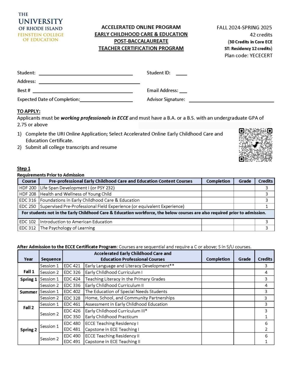 Early Childhood Care and Education Accelerated Undergraduate ...