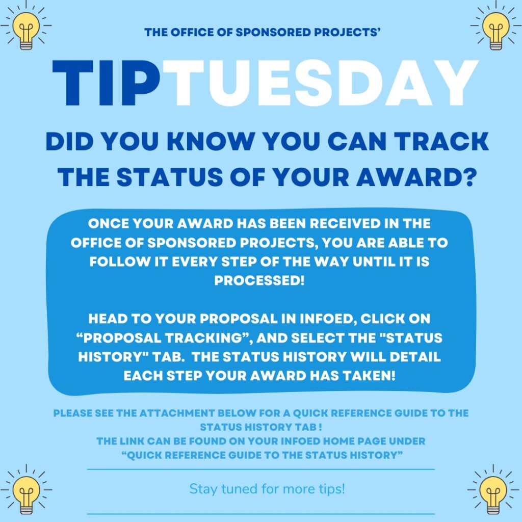 TIP TUESDAY – Track the Status of Your Award – Division of Research and ...
