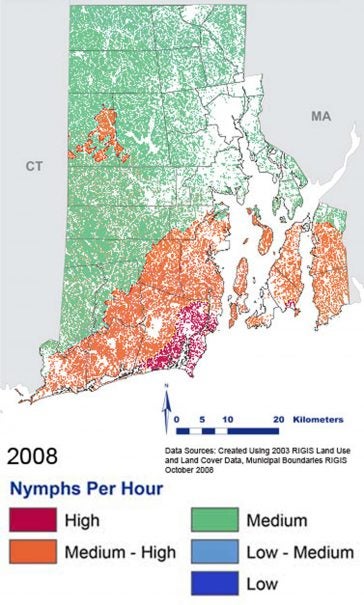 Rhode Island TickEncounter Risk Map, 1994-2014 – TickEncounter