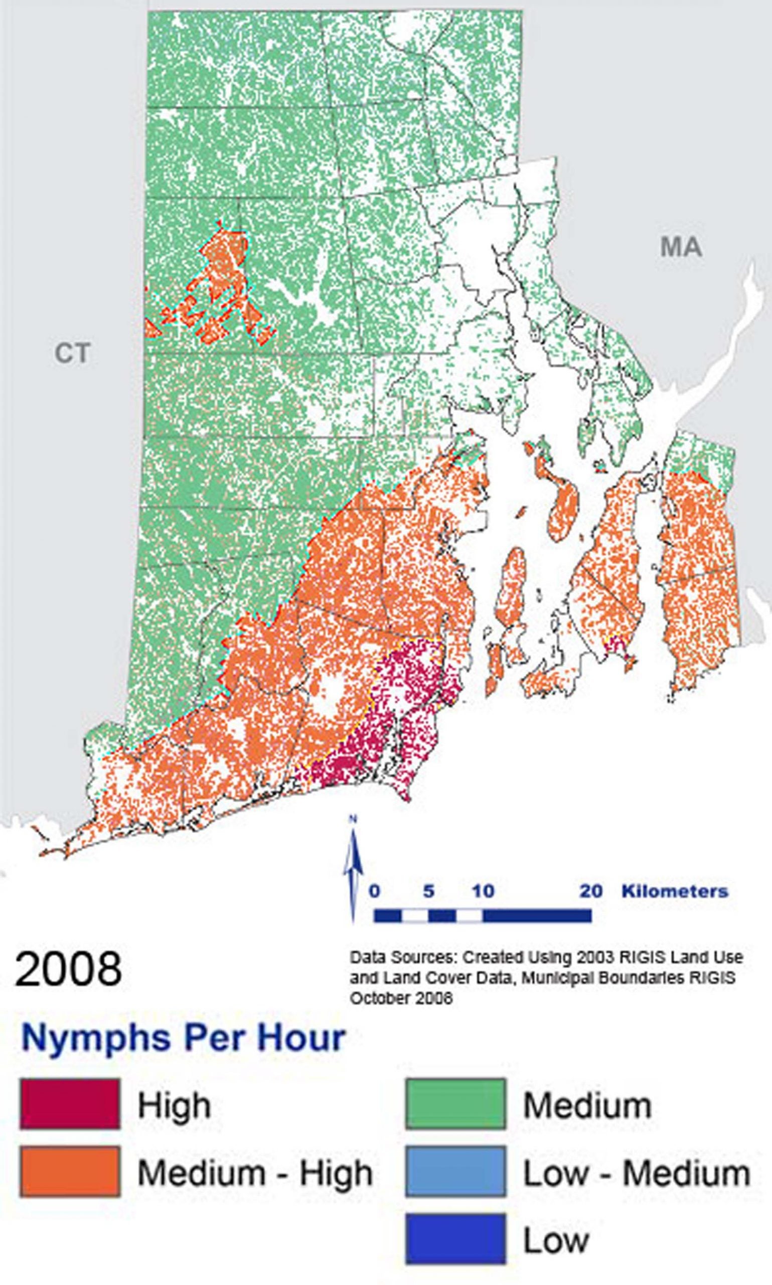 Rhode Island TickEncounter Risk Map, 1994-2014 – TickEncounter