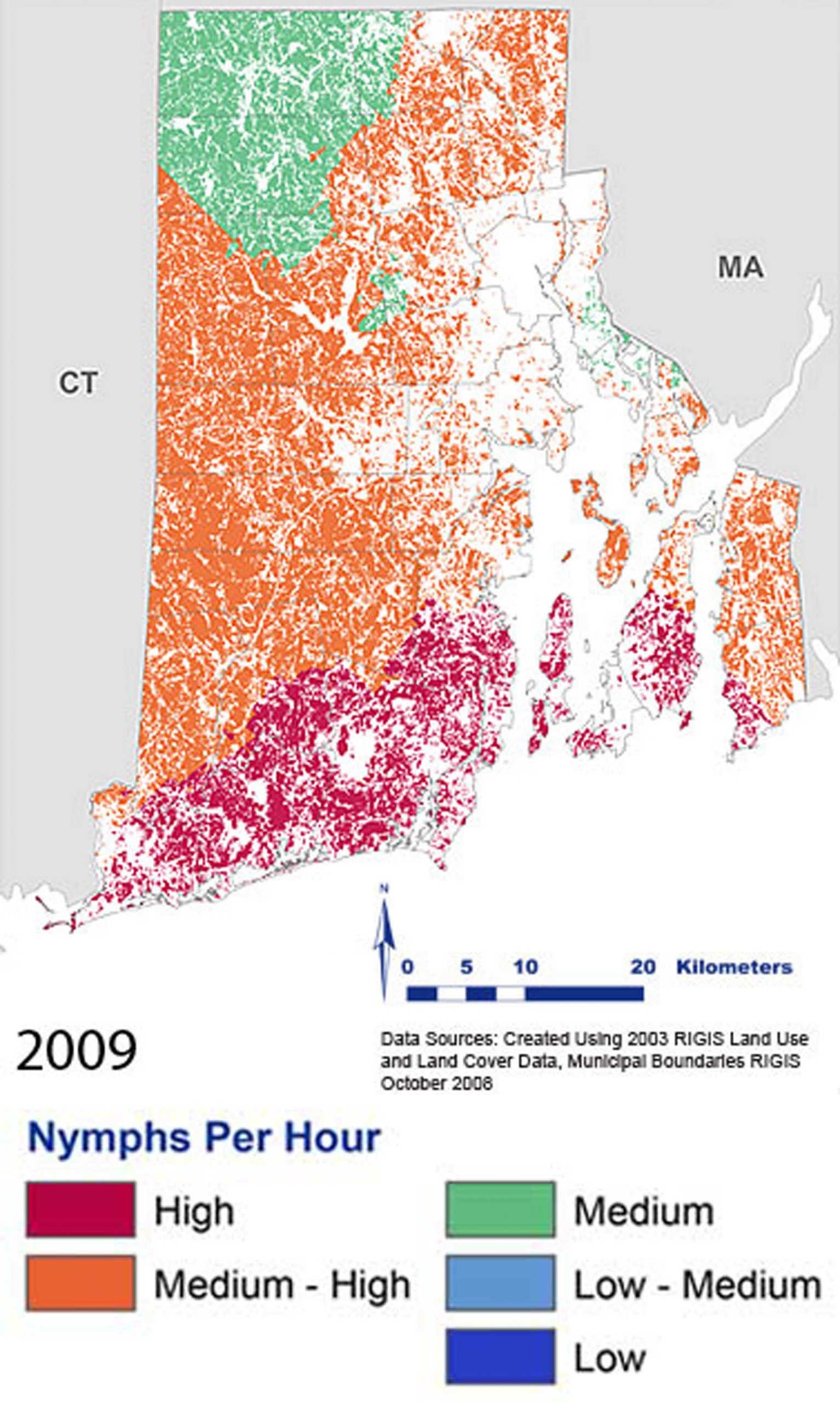 Rhode Island TickEncounter Risk Map, 1994-2014 – TickEncounter