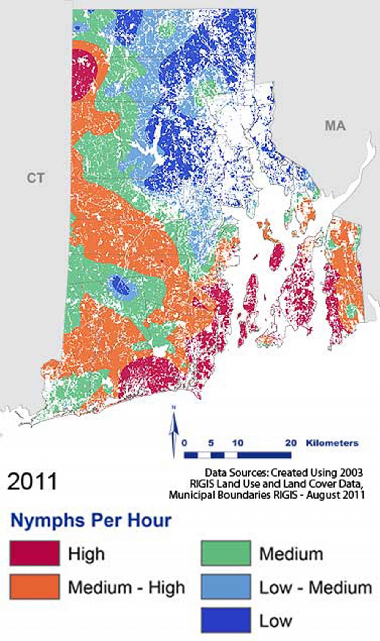 Rhode Island TickEncounter Risk Map, 1994-2014 – TickEncounter