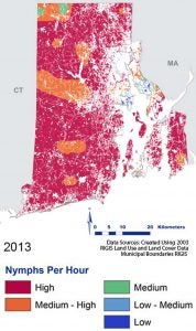 Rhode Island TickEncounter Risk Map, 1994-2014 – TickEncounter