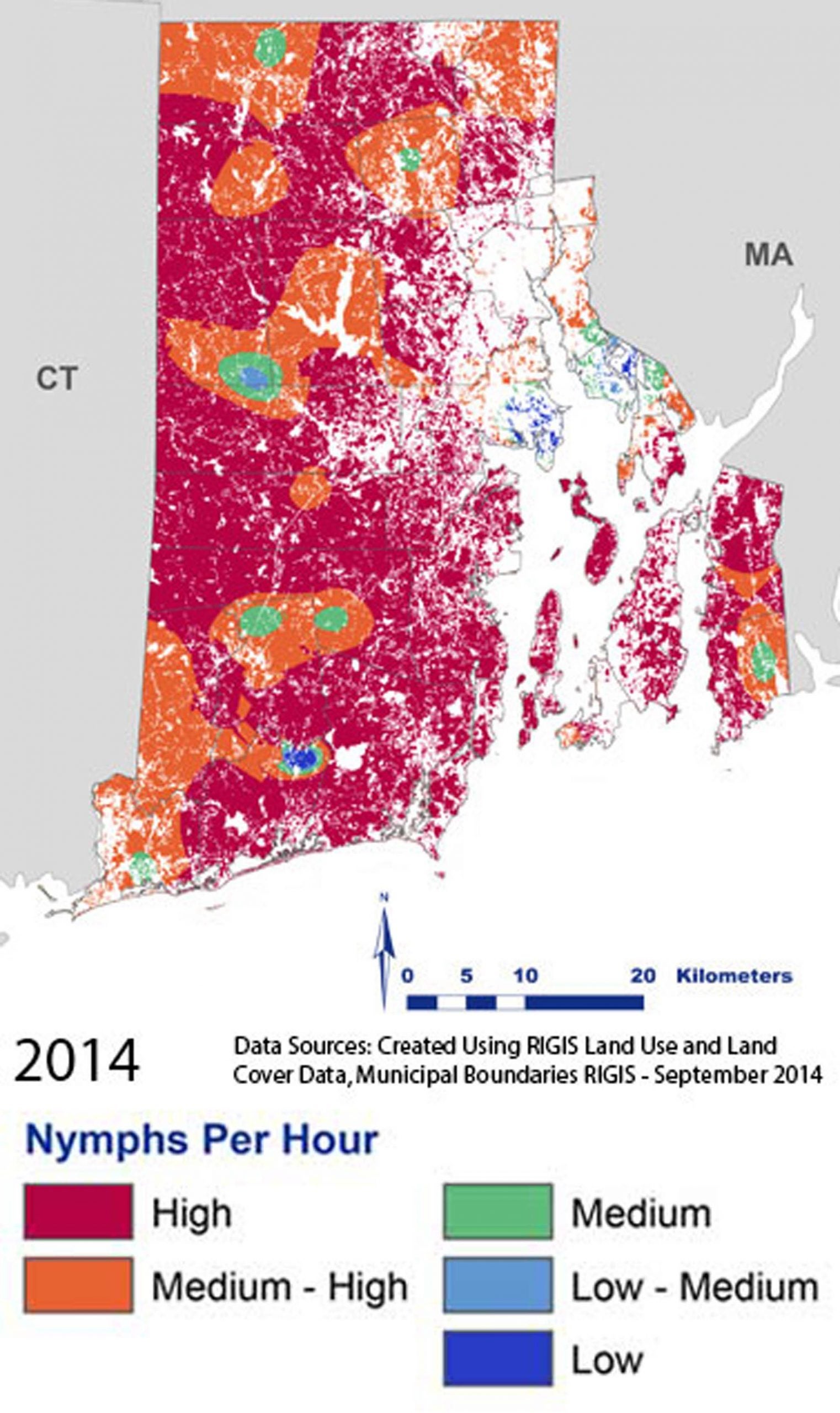 Rhode Island TickEncounter Risk Map, 1994-2014 – TickEncounter